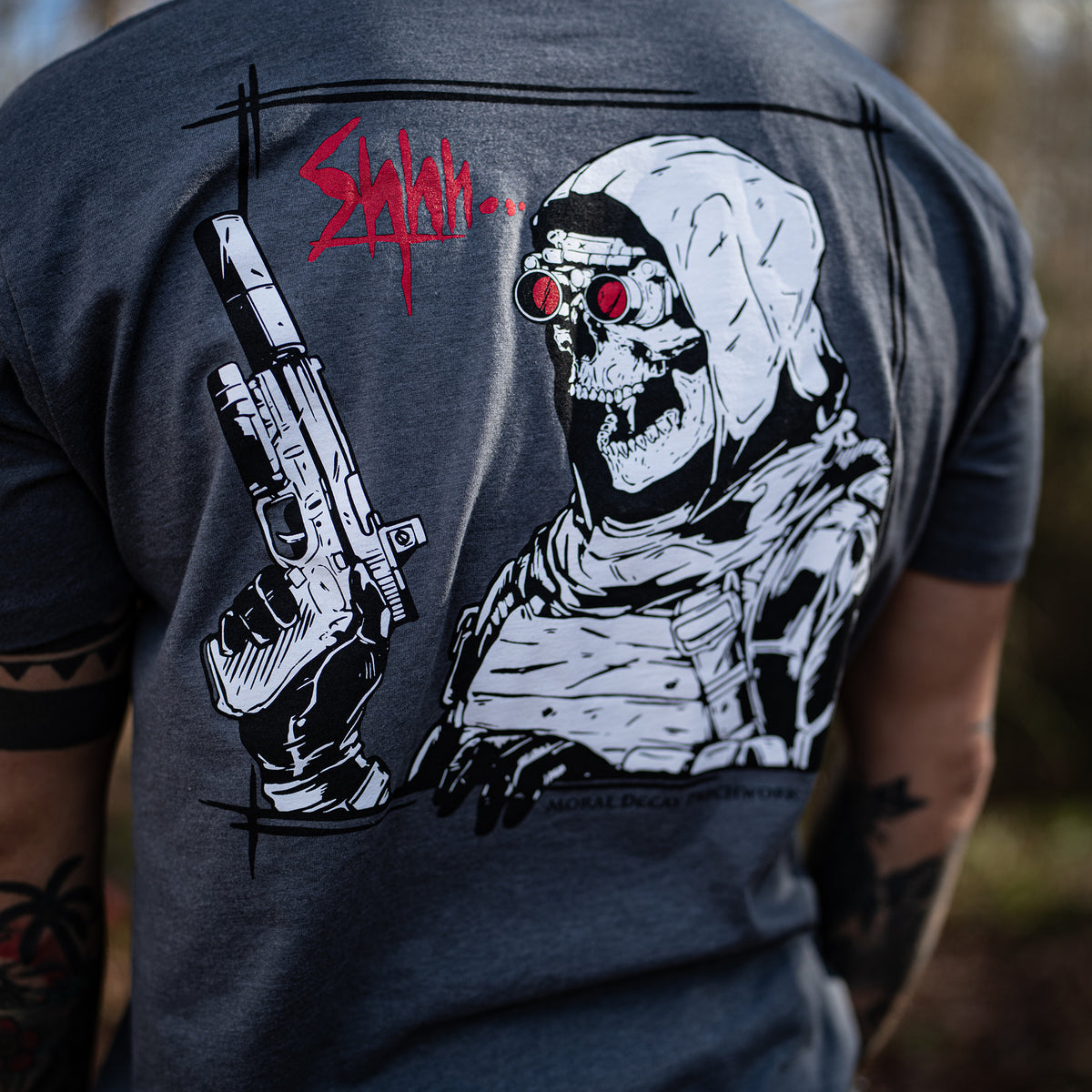 Triggerman T-Shirt – Moral Decay Patchwork