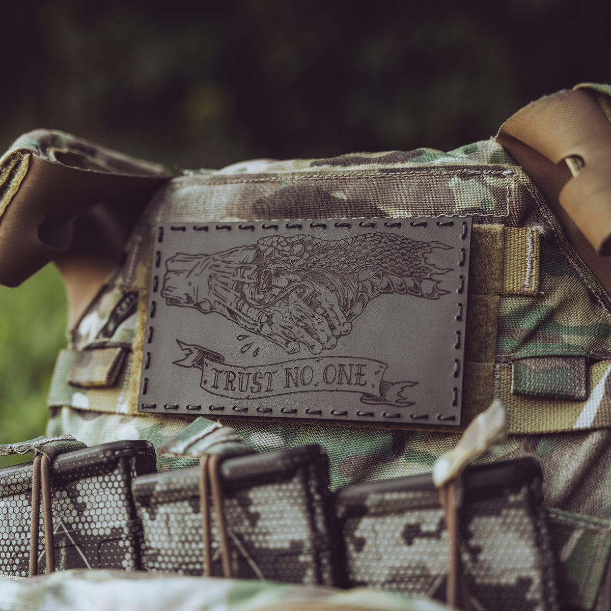 Trust No One Leather Patch – Moral Decay Patchwork